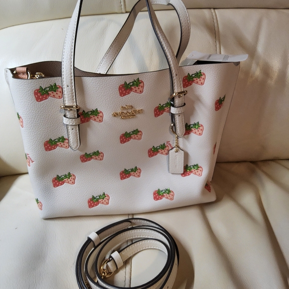 Coach | Bags | Coach White Strawberry Glitter Print Purse | Poshmark